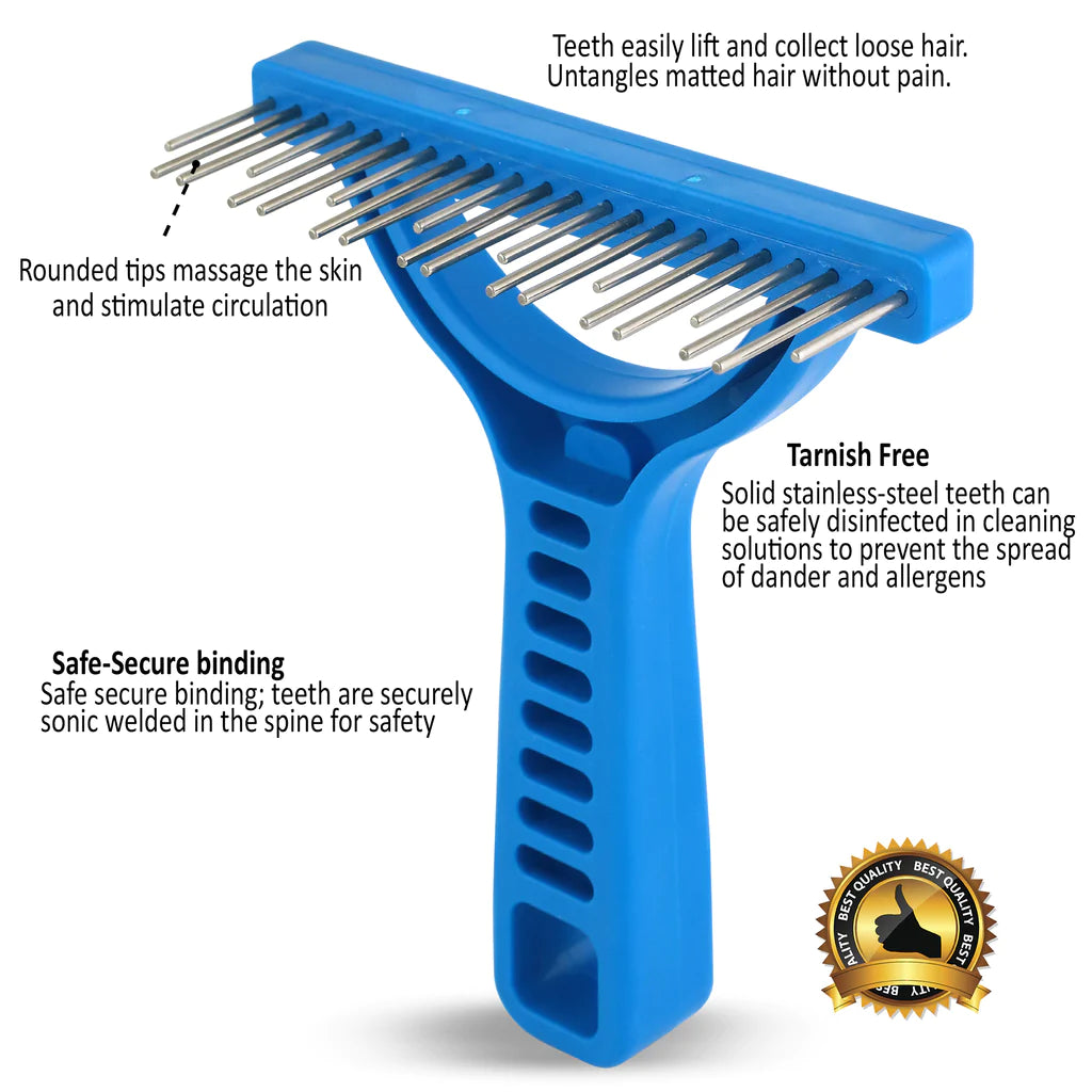 Shedding Rake with Staggered Rotating Stainless Steel Teeth – Spitz Groom