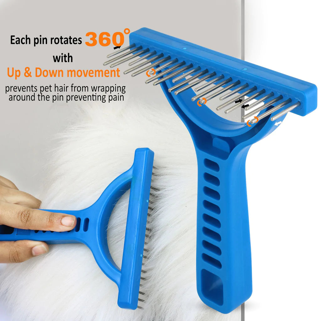 Shedding Rake with Staggered Rotating Stainless Steel Teeth – Spitz Groom