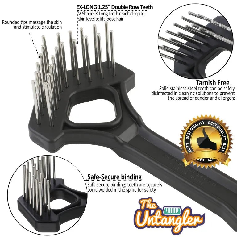 Extra Long Tooth Mini Rake with Double Row Rotating Teeth – Spitz Groom